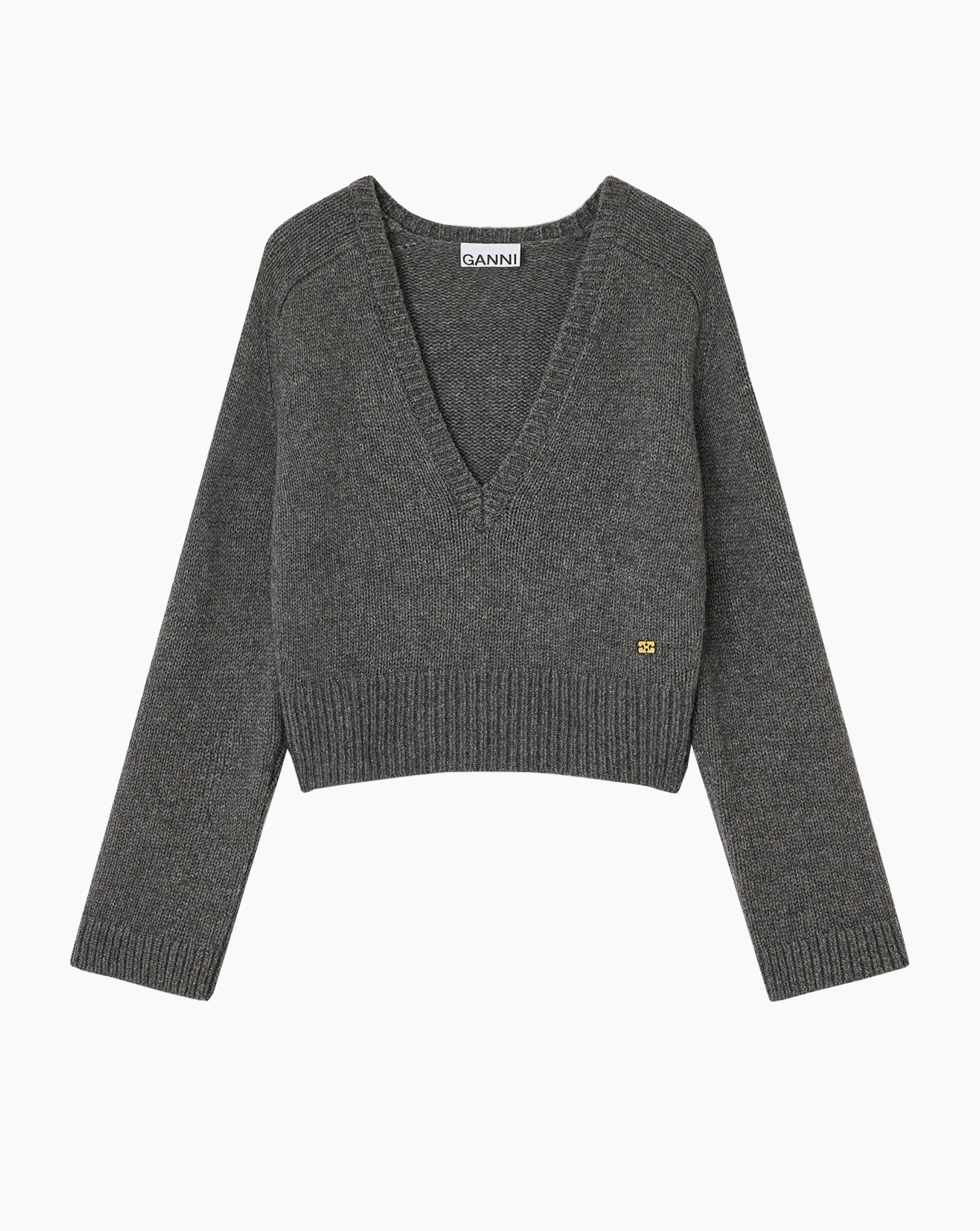 Deep V-Neck Knit Phantom – JADE shop